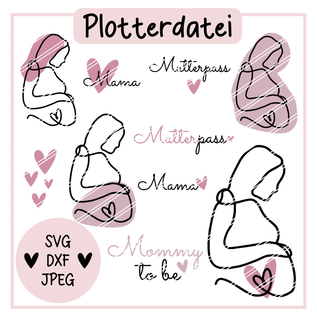 Singleline Schwangere Plotterdatei – Milbow