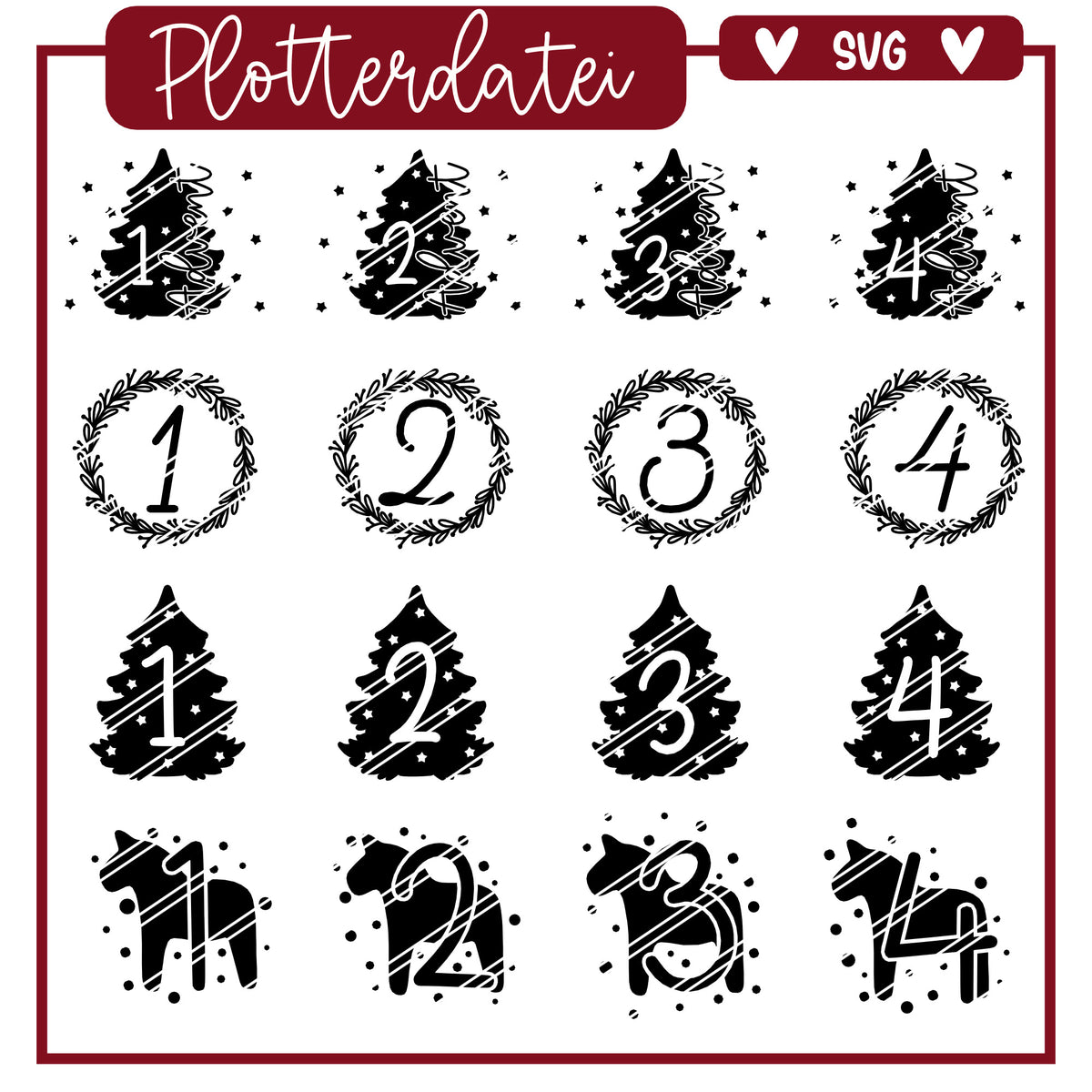 Adventskranzzahlen Bäume Plotterdatei – Milbow