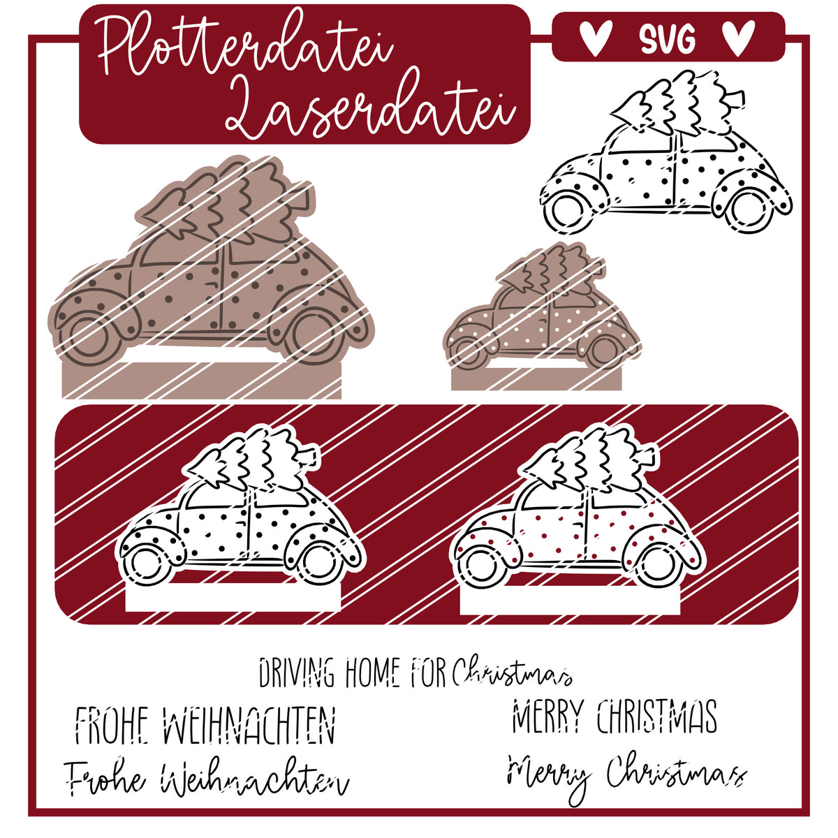 Weihnachtsauto mit Tanne Plotter und Laserdatei – Milbow