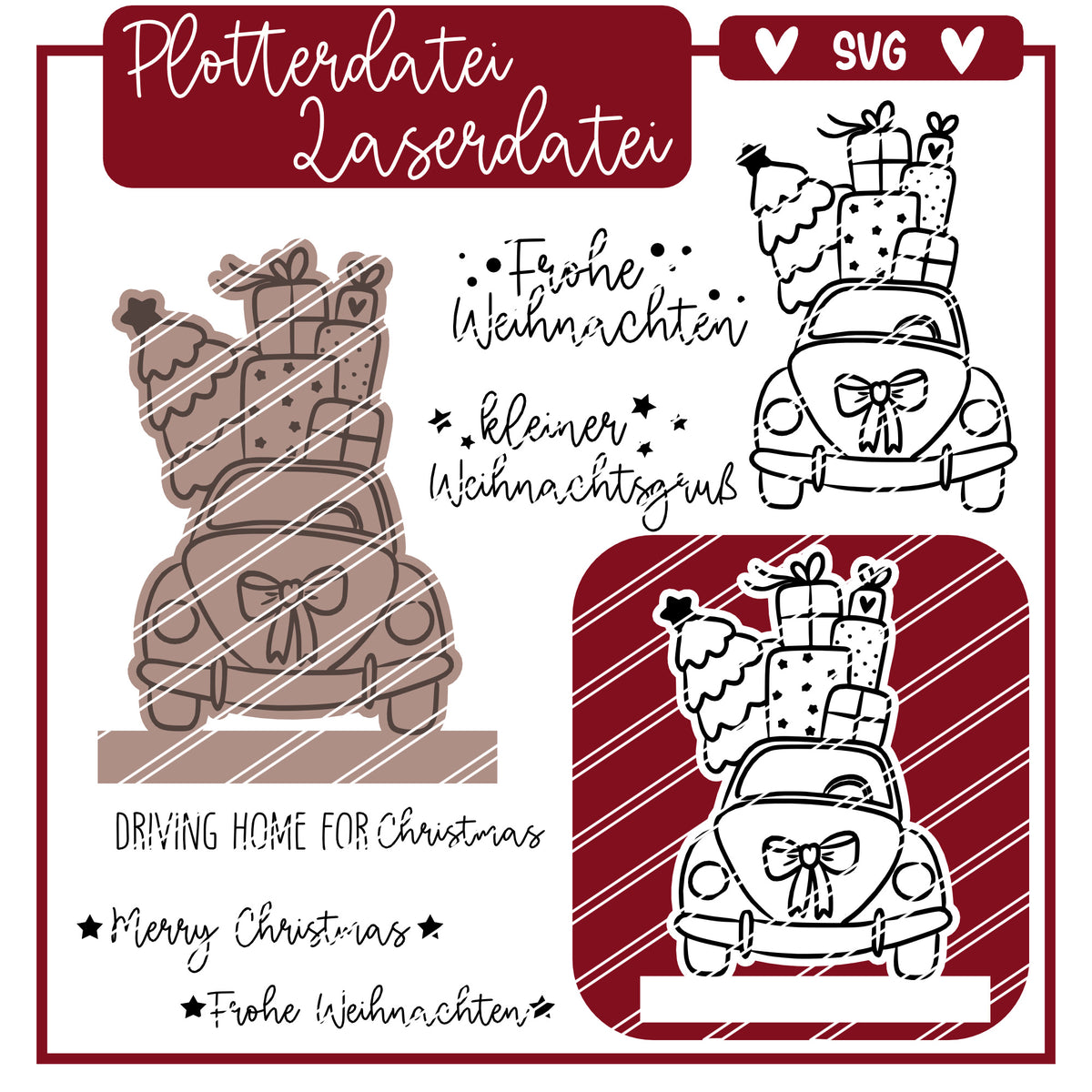 Weihnachtsauto mit Geschenken Plotter und Laserdatei – Milbow