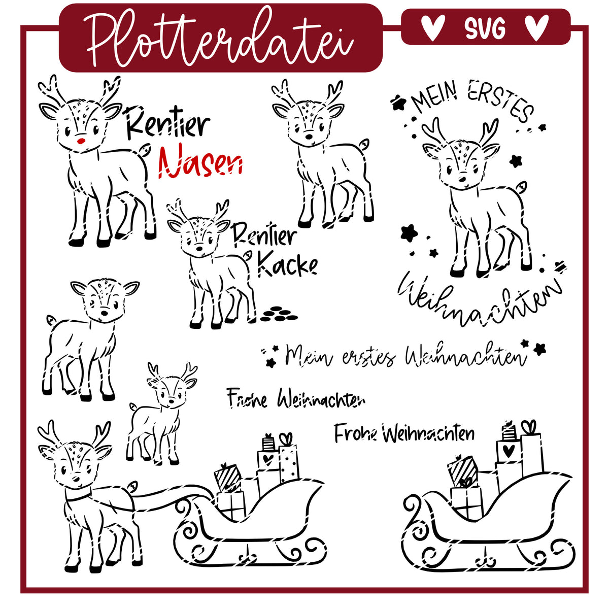 Rentier mit Schlitten Plotterdatei – Milbow