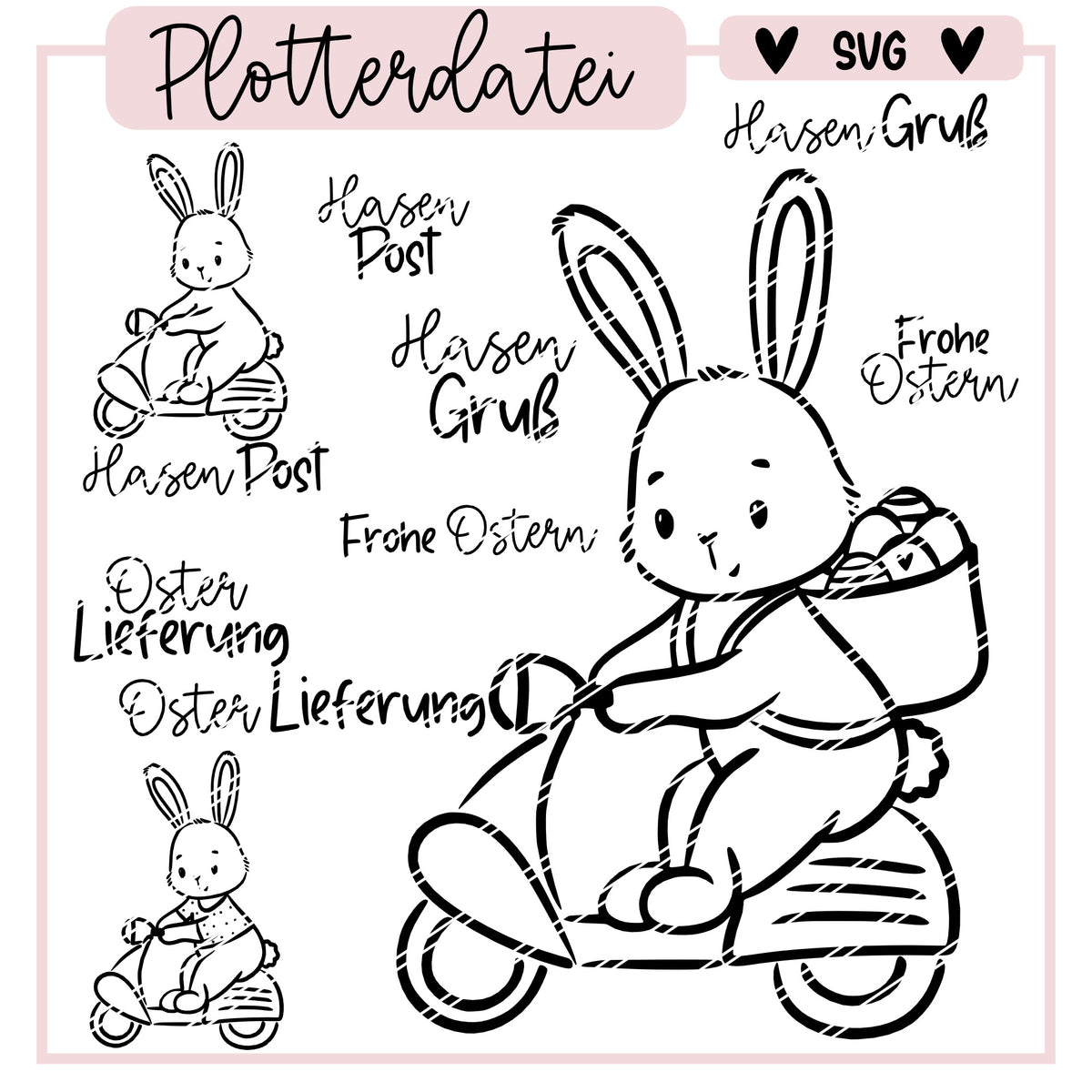 Hase auf Roller Plotterdatei – Milbow