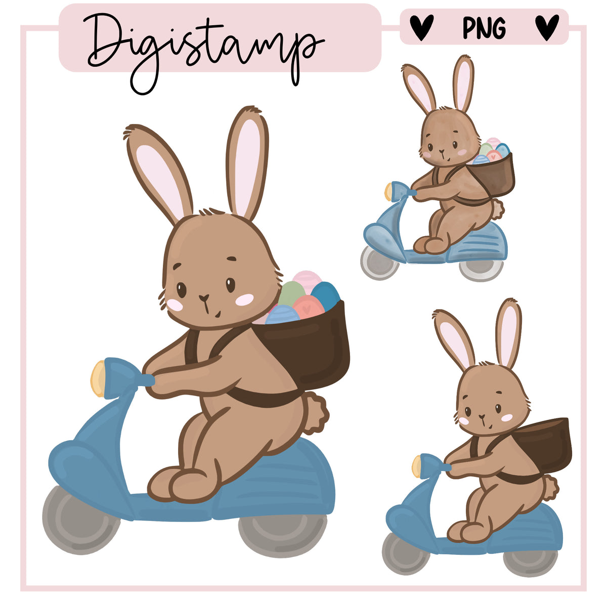 Hase auf Roller Digistamp – Milbow