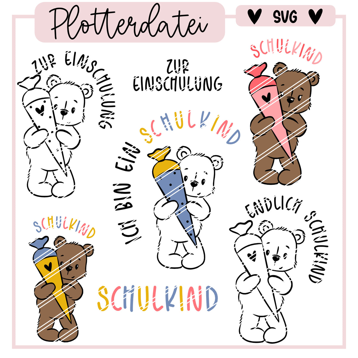 Einschulungs Teddy Bär Plotterdatei – Milbow