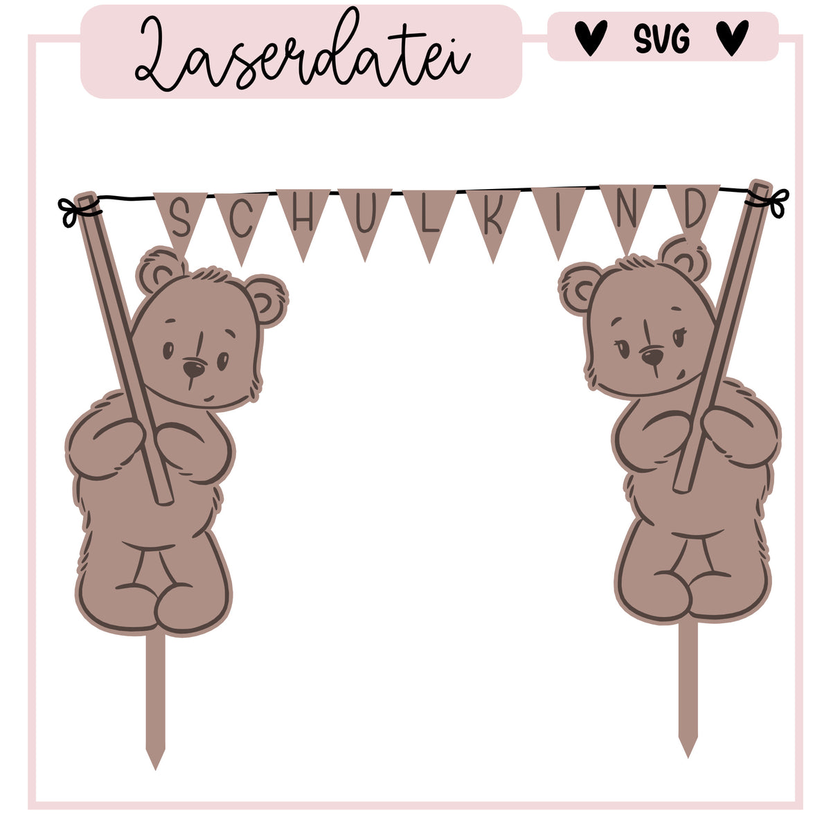 Caketopper Einschulungs Teddy Bär Laserdatei – Milbow