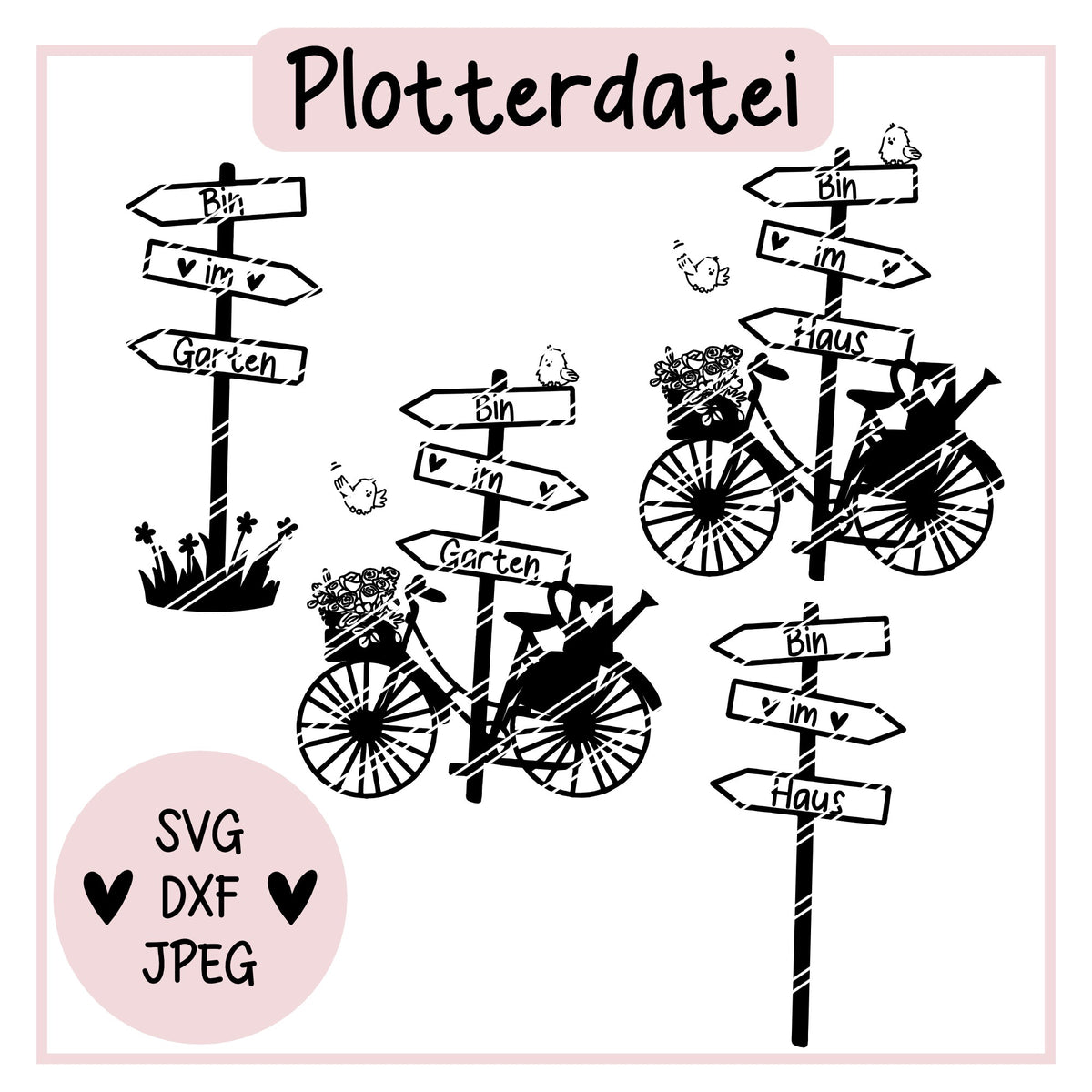 Wegweiser Bin im Garten Plotterdatei – Milbow