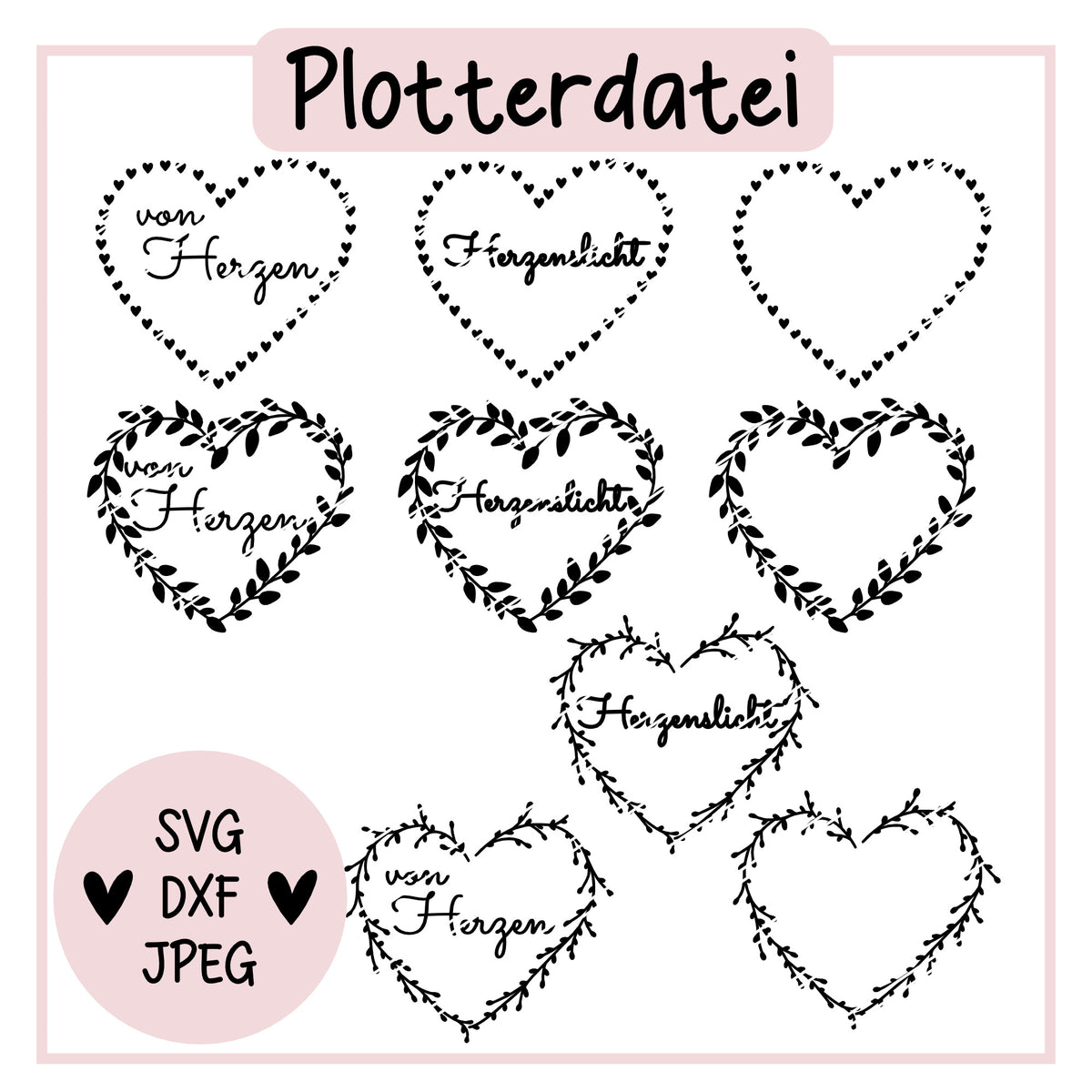 Valentinstag Herzkranz Set Plotterdatei – Milbow