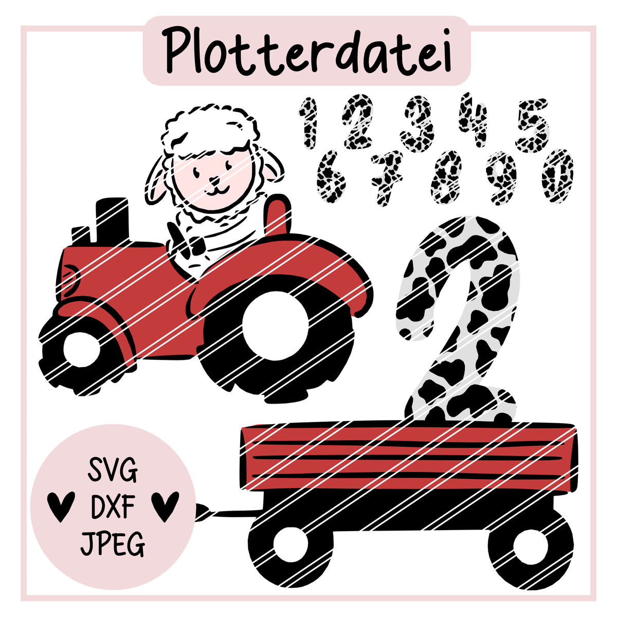 Schaf Valentin auf Traktor Plotterdatei – Milbow