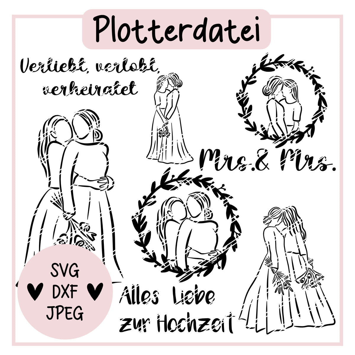 Brautpaar zwei Frauen Plotterdatei – Milbow