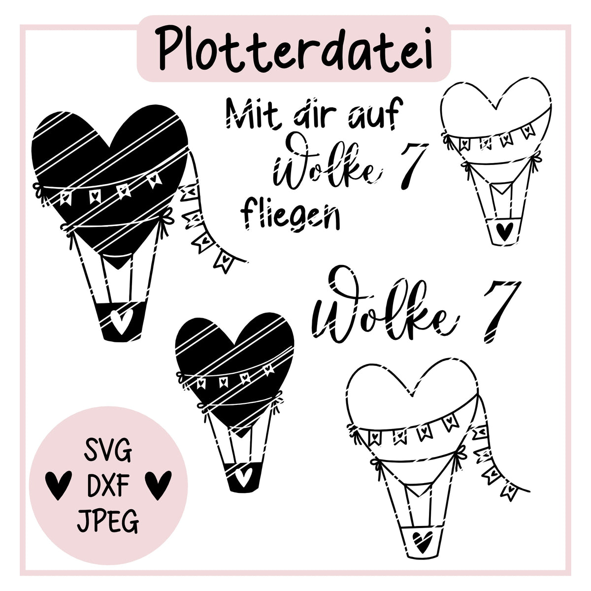 Valentinstag Herzballon Plotterdatei – Milbow