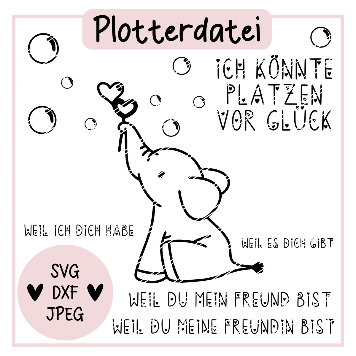 Elefant mit Seifenblasen Plotterdatei – Milbow