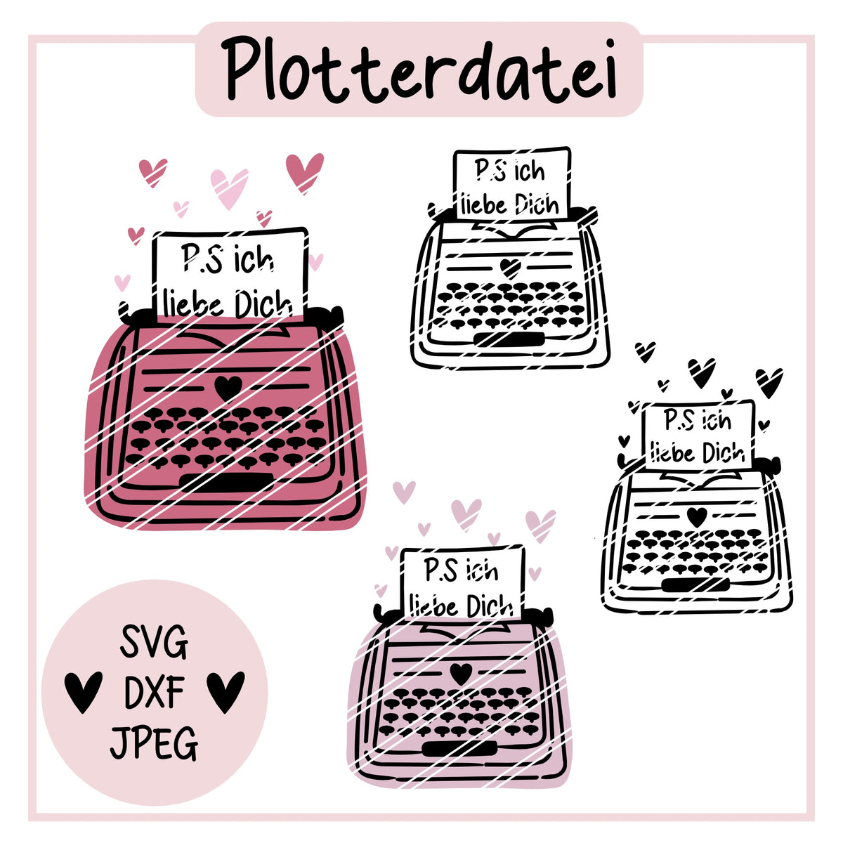 Valentinstag Liebes Schreibmaschine Plotterdatei – Milbow