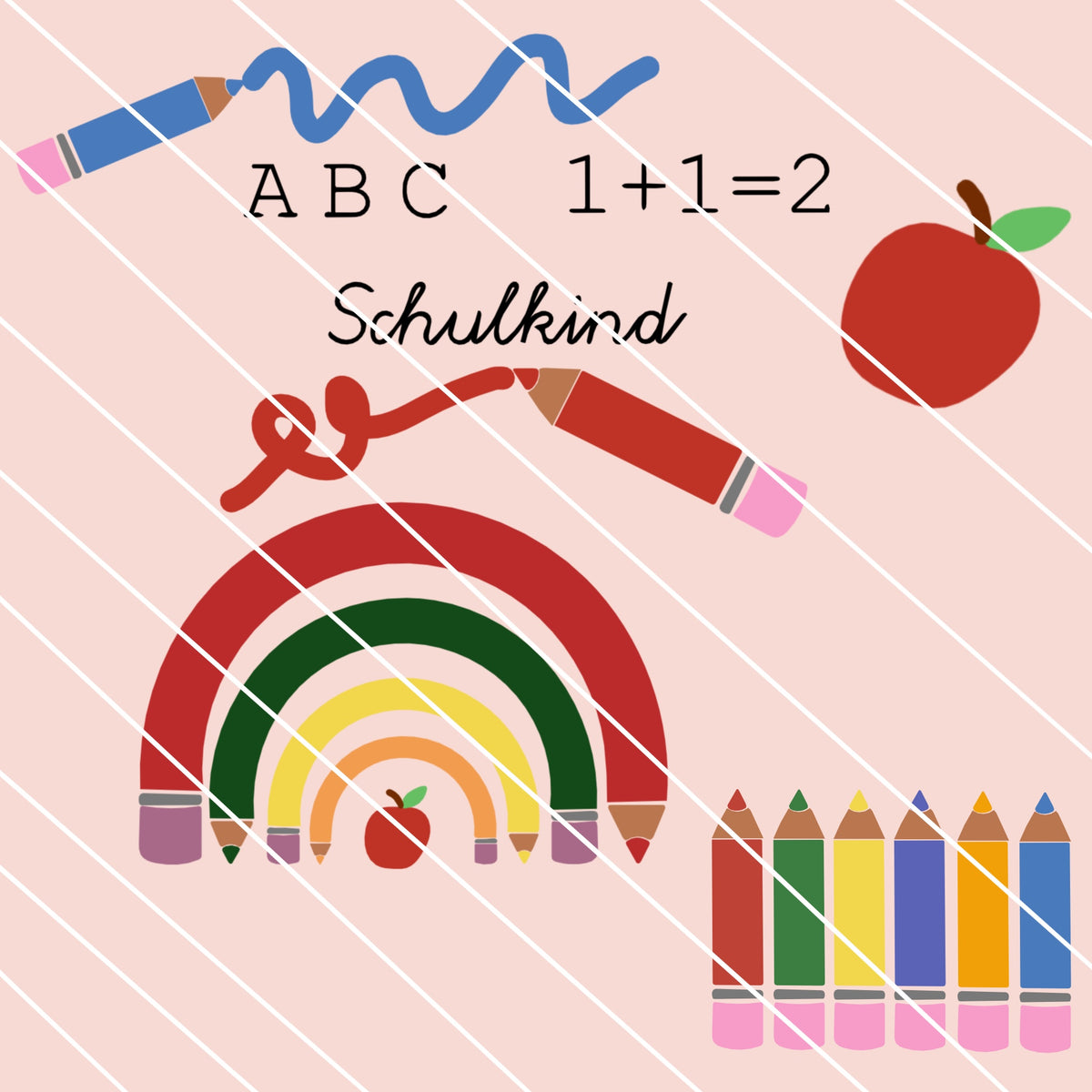 Regenbogenschule und Stifte Plotterdatei – Milbow