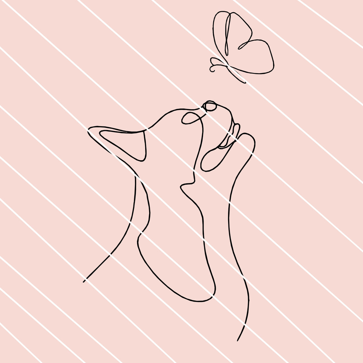 Singleline Französische Bulldogge mit Schmetterling Plotterdatei – Milbow