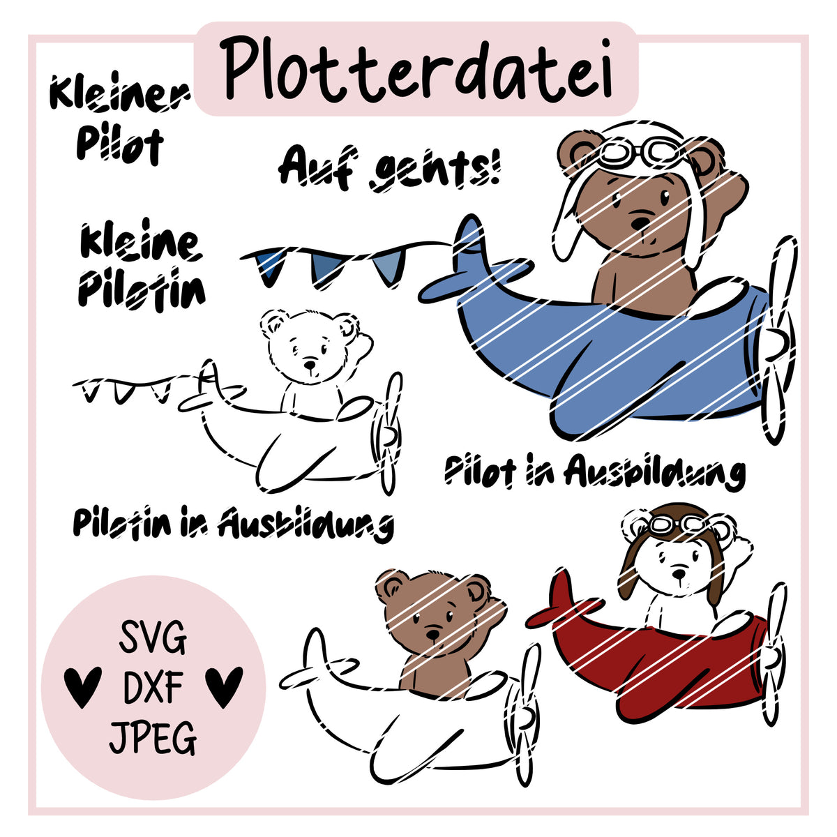 Bär im Flugzeug Plotterdatei – Milbow