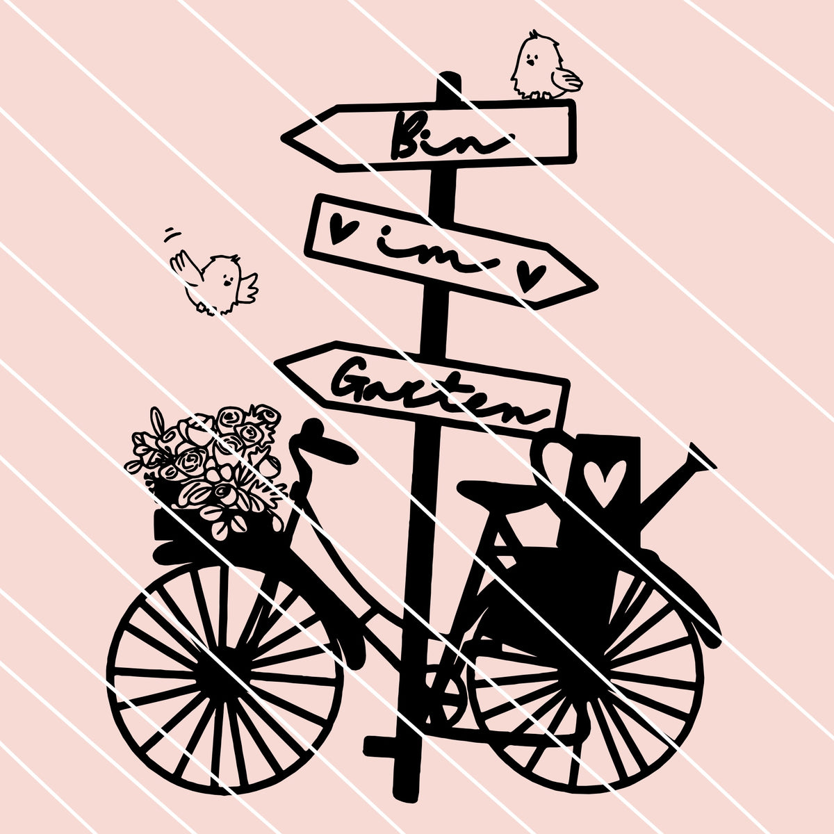 Fahrrad bin im Garten Plotterdatei – Milbow